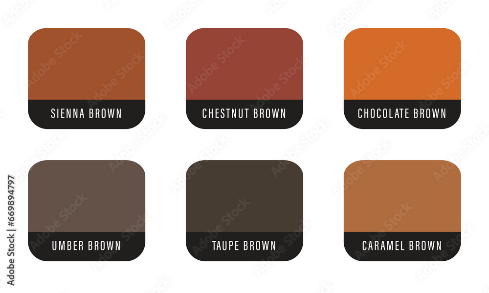 Brown Earth Tone Color Palette with Color Names Vector Stock Vector ...