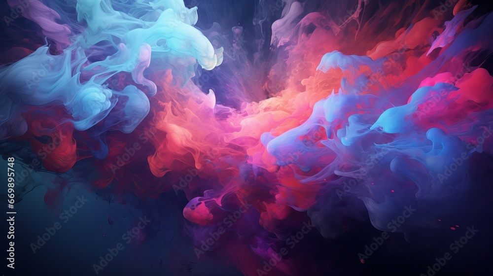 Blast of pink and blue powder. Solidify movement of color powder ...