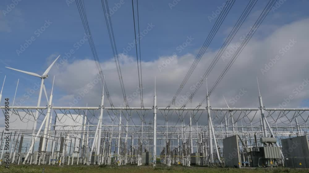 Utility Poles And Generators On Power Station, timelapse vídeo de Stock ...