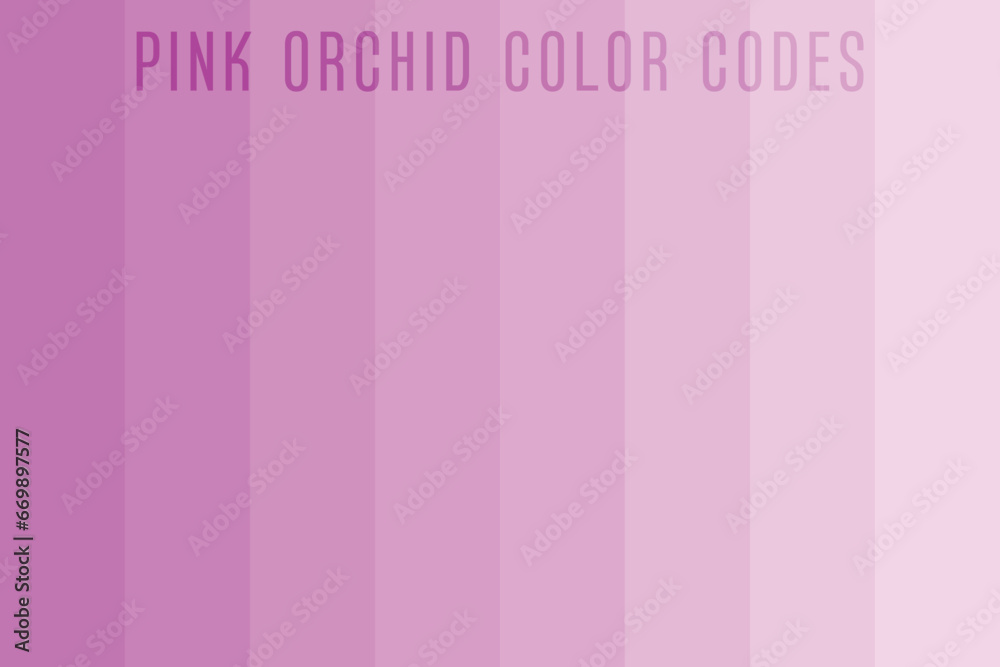 Pink orchid color shades, Orchid flower color palette set vector ...