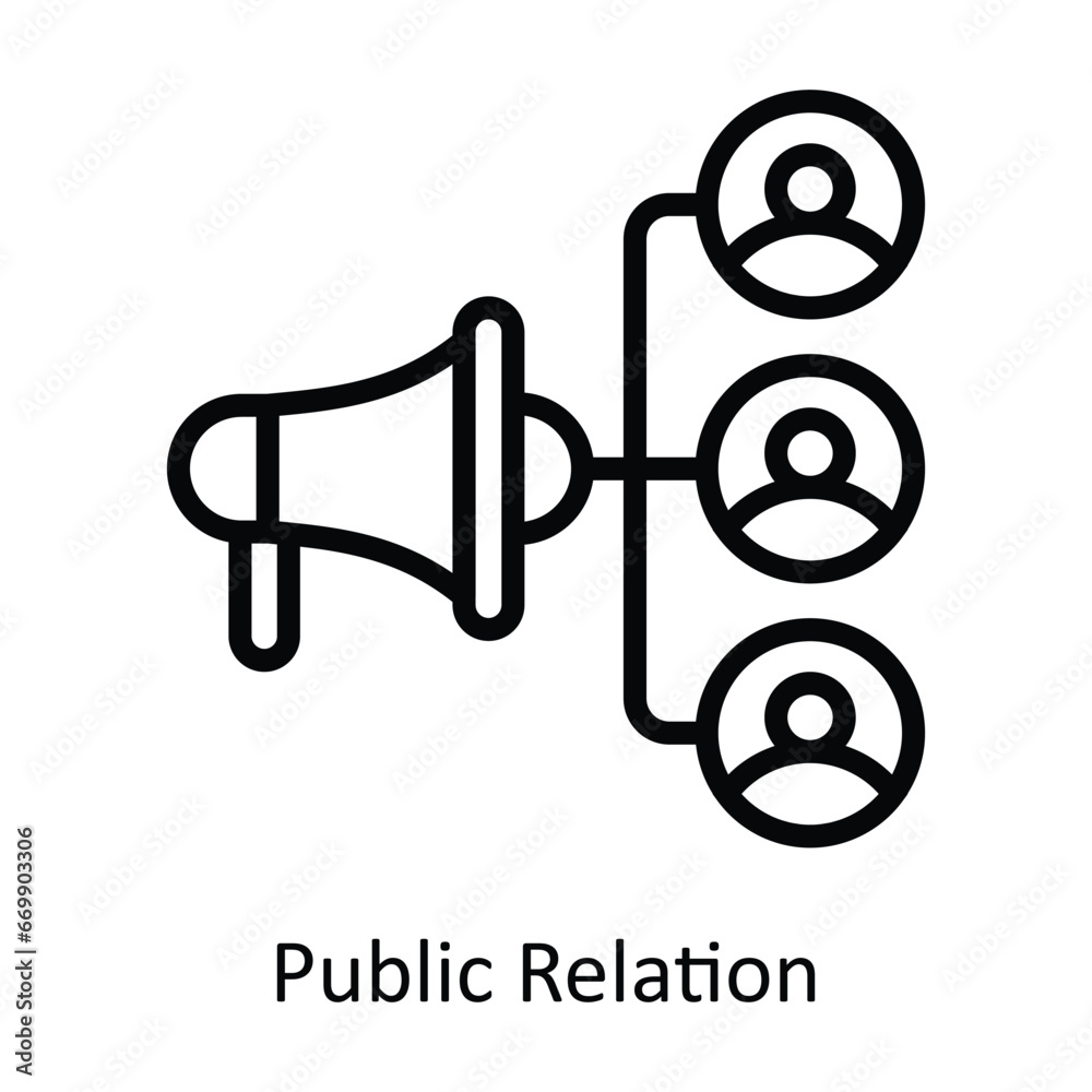 Public Relation vector outline Design illustration. Symbol on White ...