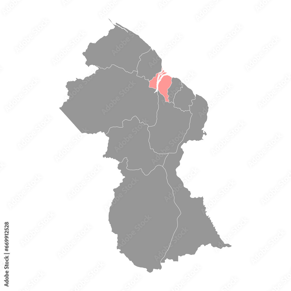 Essequibo Islands West Demerara region map, administrative division of ...