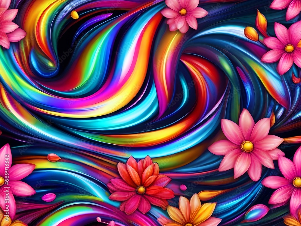 Colorful abstract floral background. Prompt: surreal art with triadic ...