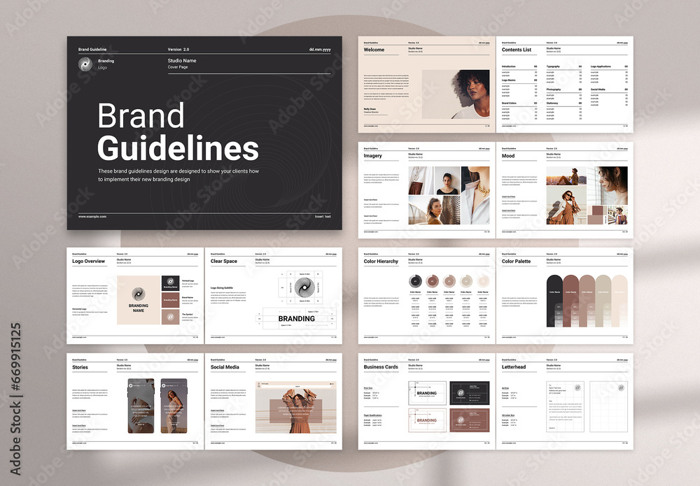 Brand Identity Guidelines Brochure Layout Stock Template | Adobe Stock