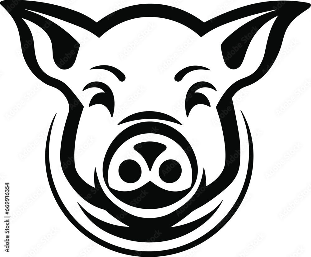 Pig, pork. Vintage logo icon template, retro print, poster for Butchery ...