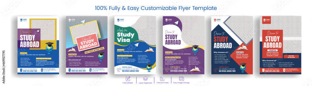 Editable print flyer bundle for educational university admission flyer ...