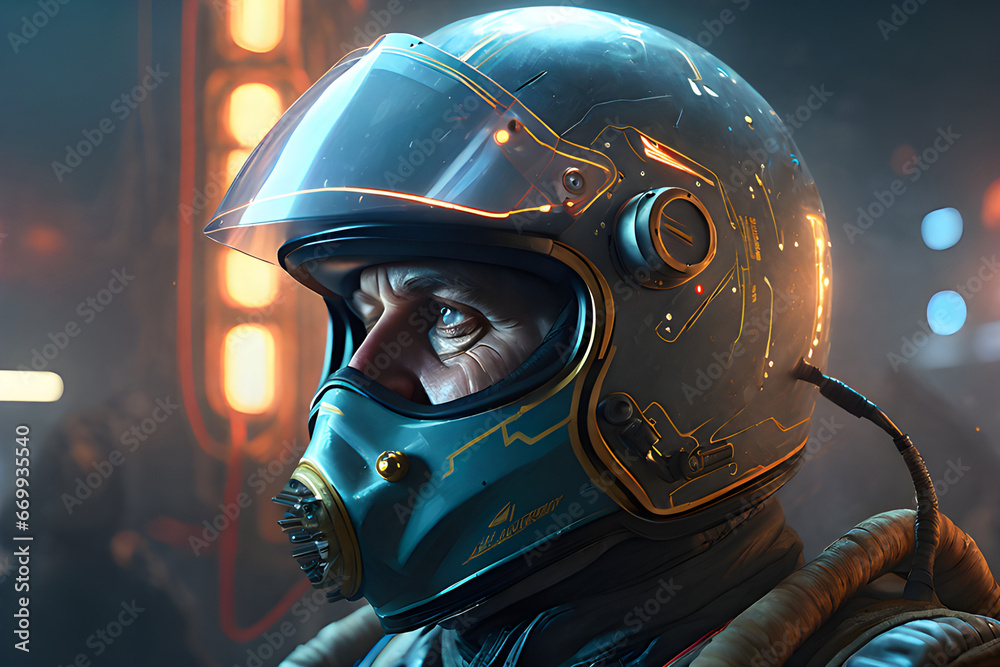 racing helmet sharp focus emitting diodes smoke artillery sparks racks ...