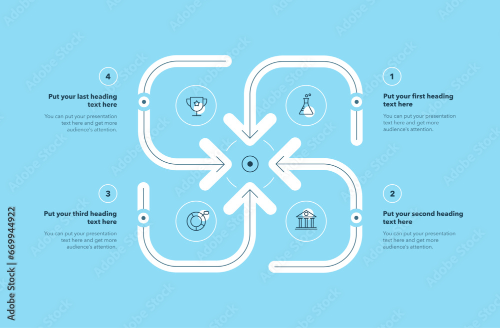 Infographic process template with four steps - blue version. SImple ...