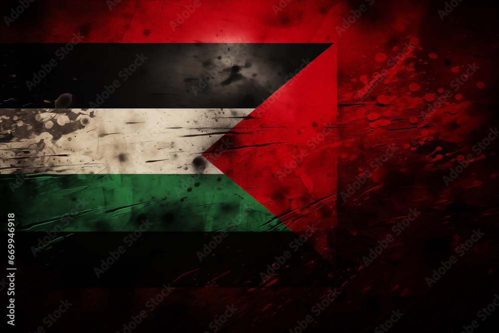 Freedom for Palestine, free Gaza, flag, abstract art, red, green, black ...