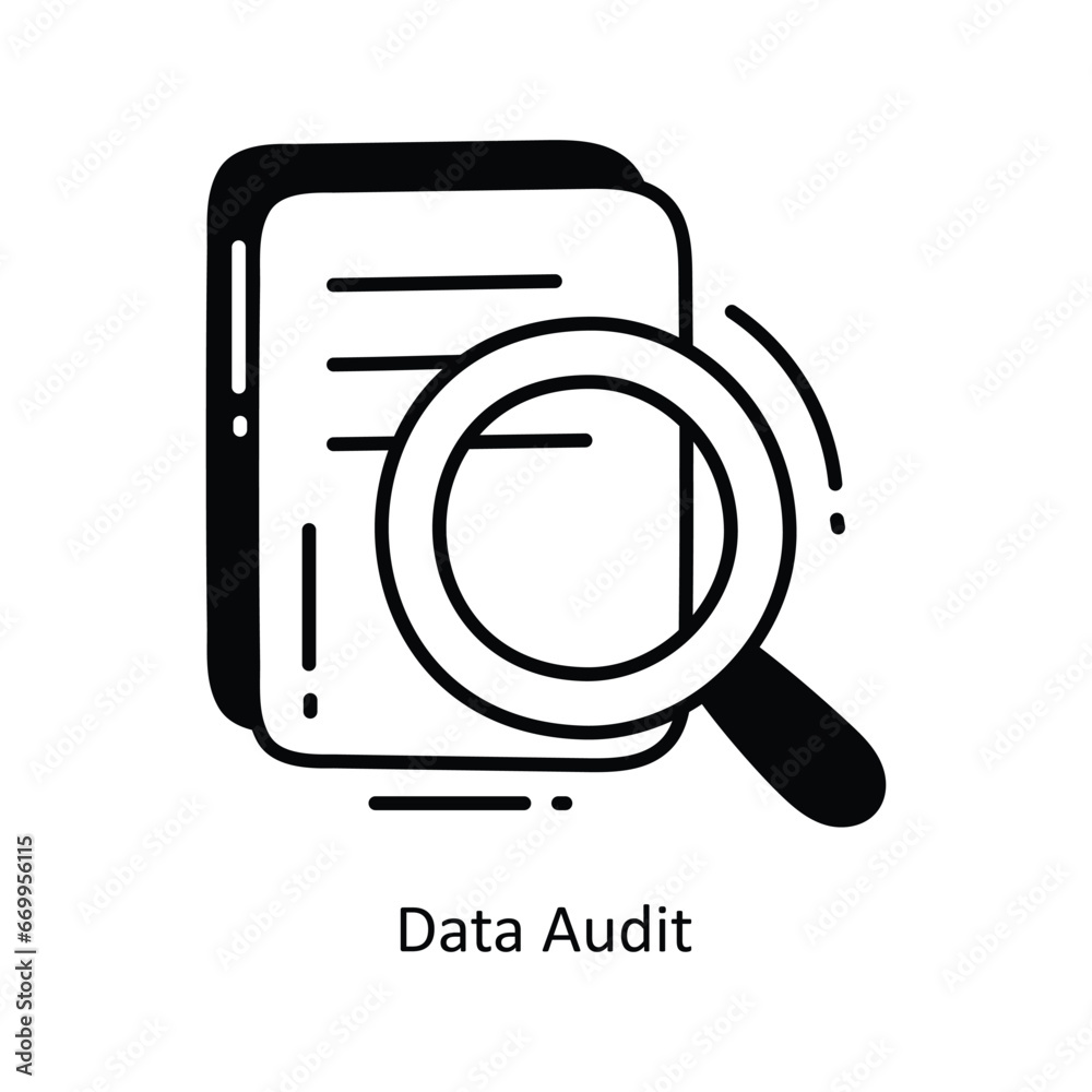 Data Audit doodle Icon Design illustration. Networking Symbol on White ...