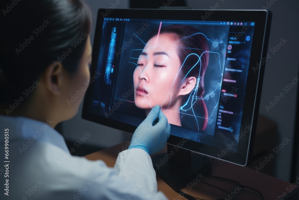 A Korean plastic surgeon performs an examination before plastic surgery ...