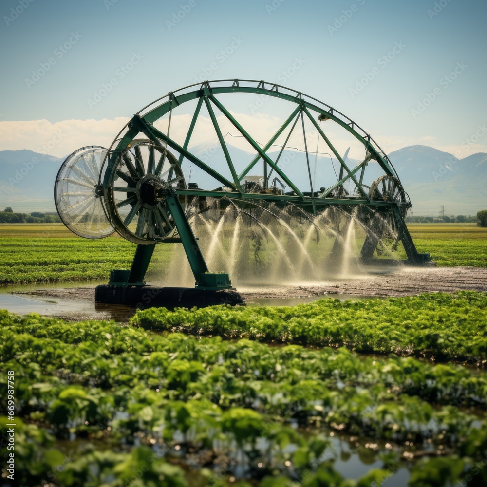 The meticulous operation of a modern irrigation pivot is showcased in ...