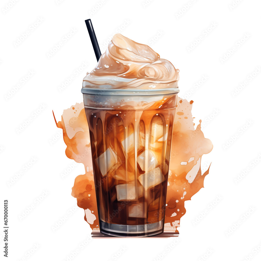 Coffee cold drink in a tall glass, Frappe png isolated on a transparent ...