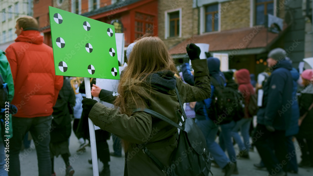 Young adult female feminist demonstration. Gender rights feminism fight ...
