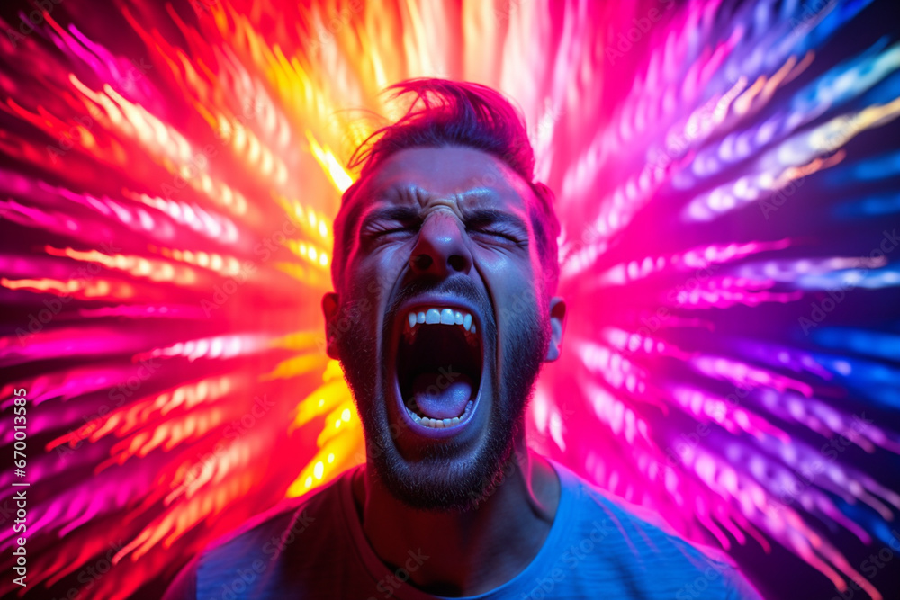 Portrait of screaming man, Hate, rage, Crying emotional angry man in ...