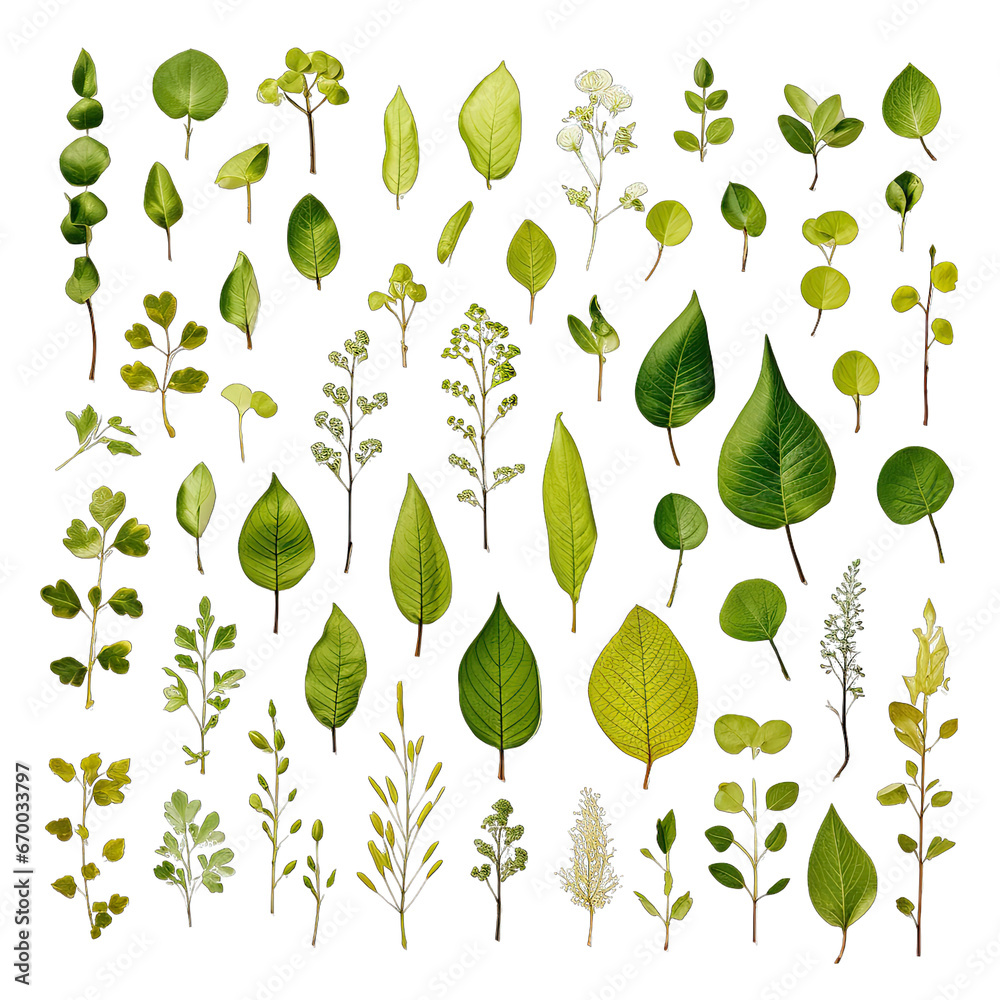 Short Dabs of Varied Green Tone Isolated on Transparent or White ...