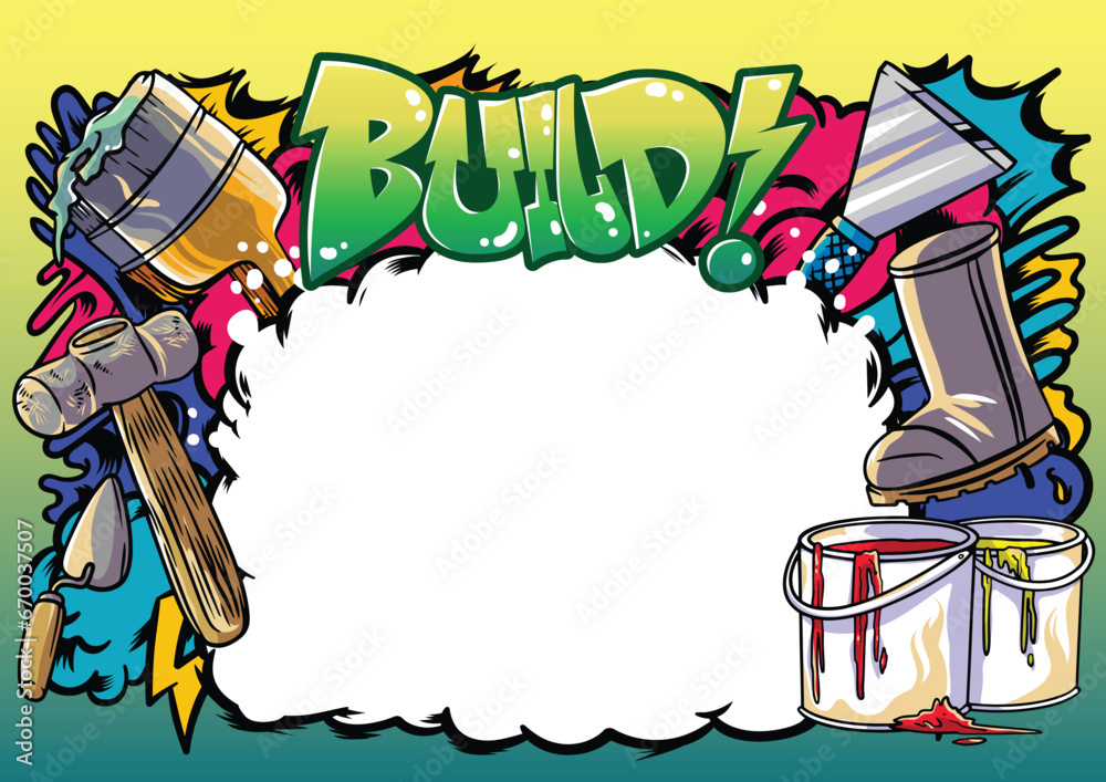 Graffiti illustration with street graffiti letters, tags, words, street ...