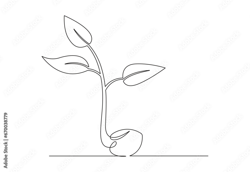 Continuous one line drawing of plant. one line art. Can be for plants ...