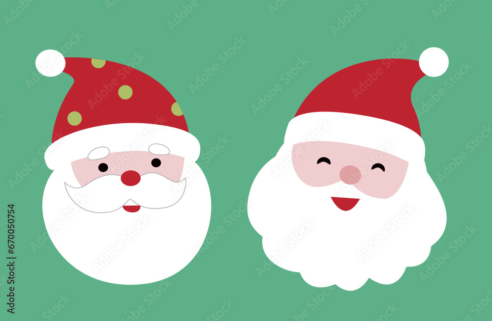 Cute Santa clipart set, Santa faces clip art, Santa head, Christmas ...