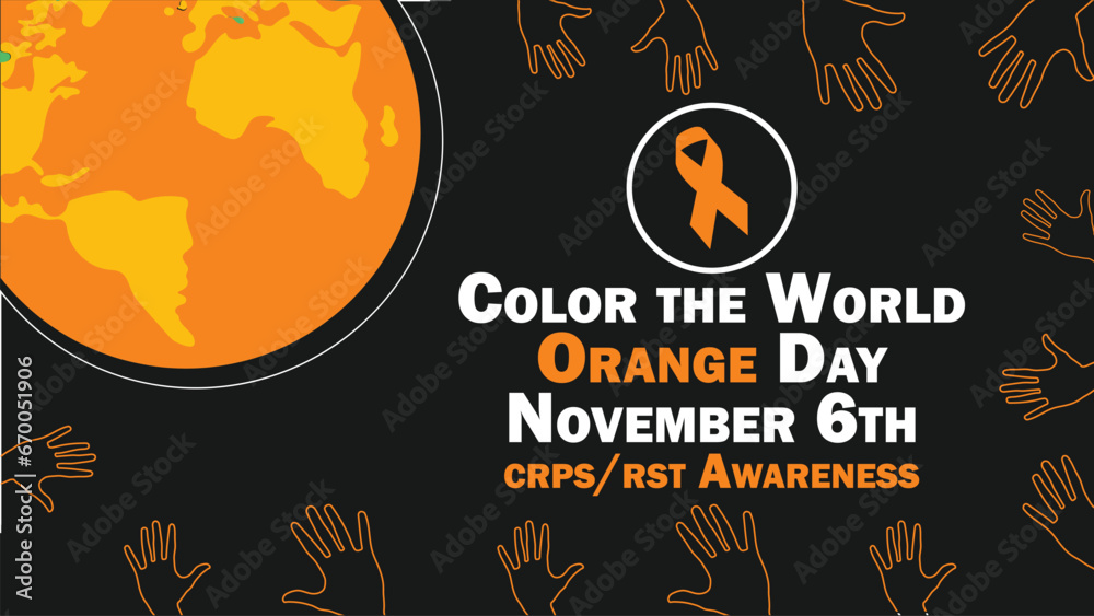 Color the World Orange Day vector banner design with geometric shapes ...
