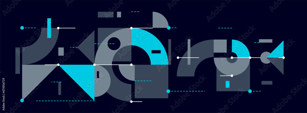 Abstract tech engineering draft vector background over dark, mechanical ...