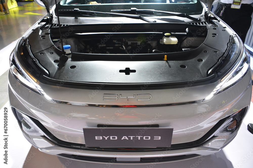Byd atto 3 engine at Philippine electric vehicle summit in Pasay, Philippines Stock Photo ...