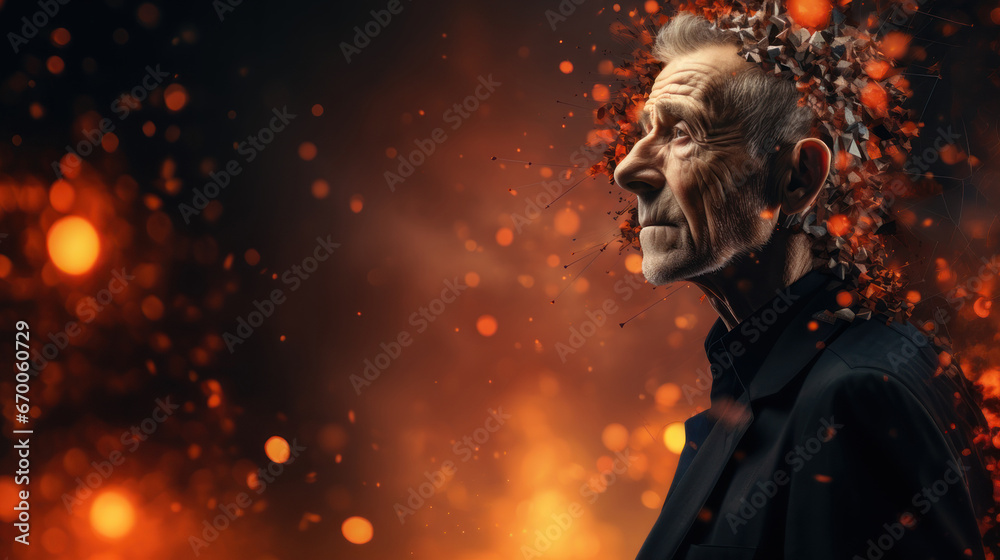 An old man in a black suit. Decay of life circle. Time to death. Stock ...