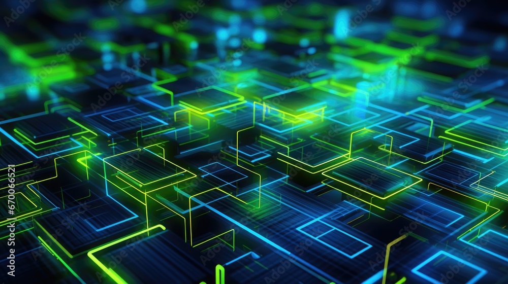 The surface of technology with lines of chaos and grid is an abstract ...