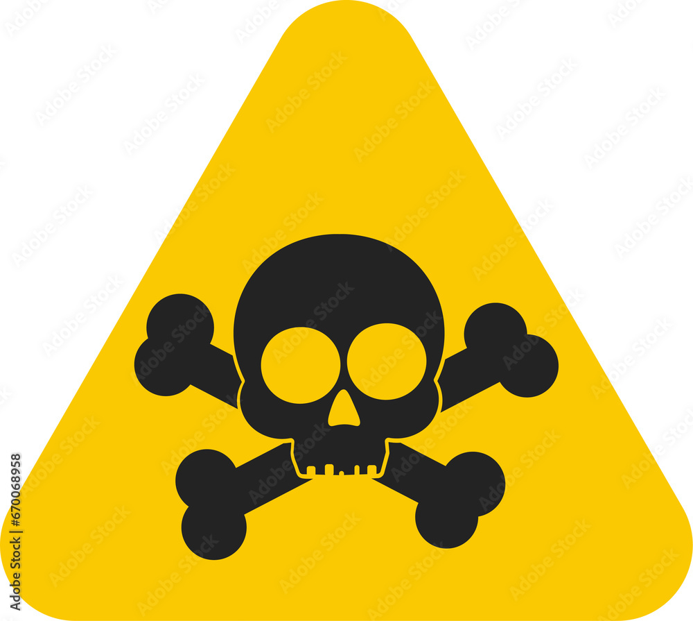 Yellow triangle safety sign pictogram icon of danger, poison, warning ...