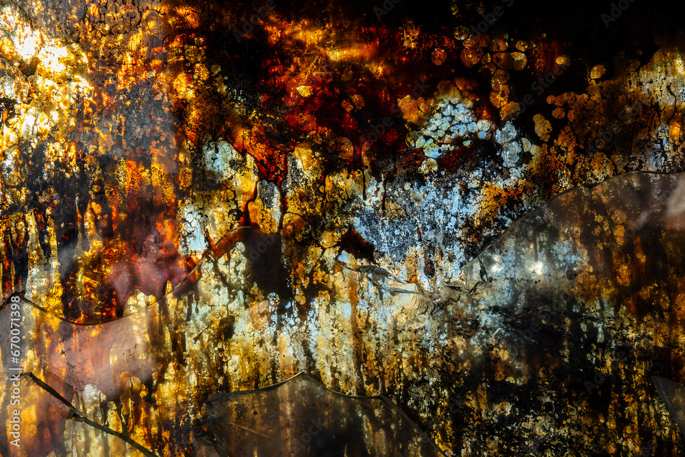 Armor piercing glass of damaged and burned military infantry fighting ...