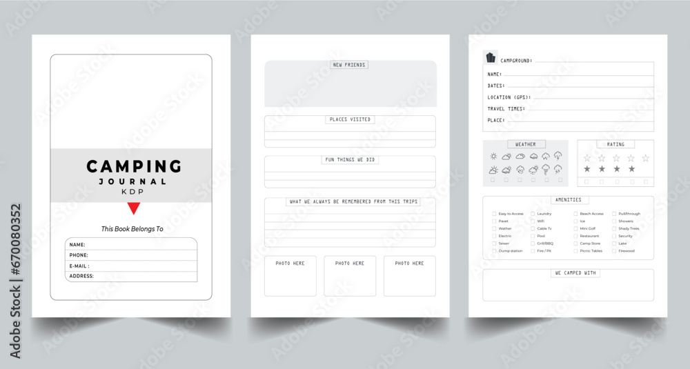 Editable Camping Journal log book KDP interior. Camp information ...