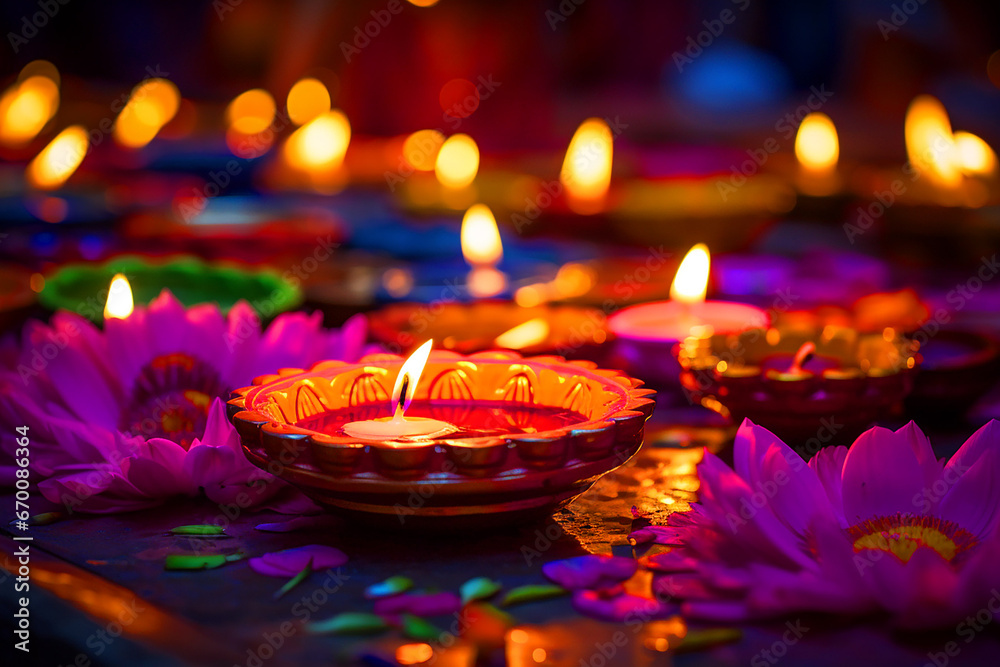 beautiful colorful clay Indian Diwali Diye lamps for Diwali festival ...