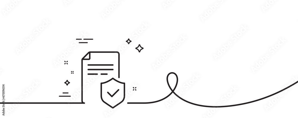 Insurance policy line icon. Continuous one line with curl. Risk ...