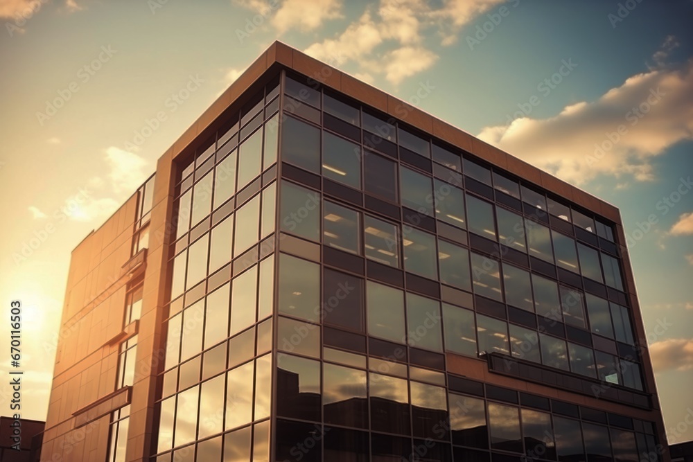 Modern office building business sustainable architecture urban project window design glass city ...