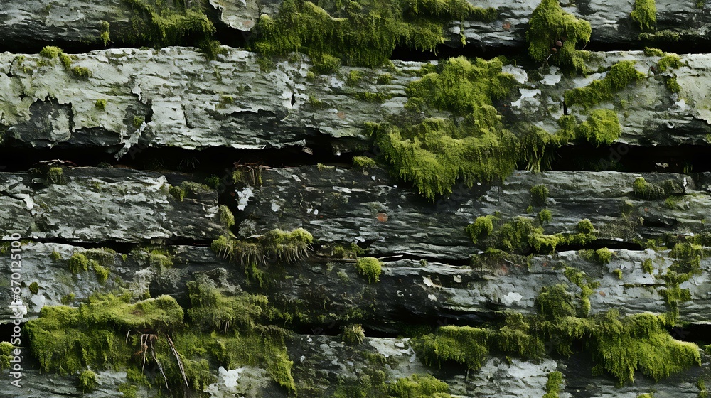 Uma paisagem rochosa é suavizada por um manto de musgo verde vibrante ...