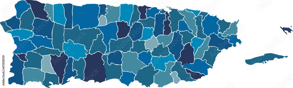 vector map of Puerto Rico blue color and its variations Stock Vector ...