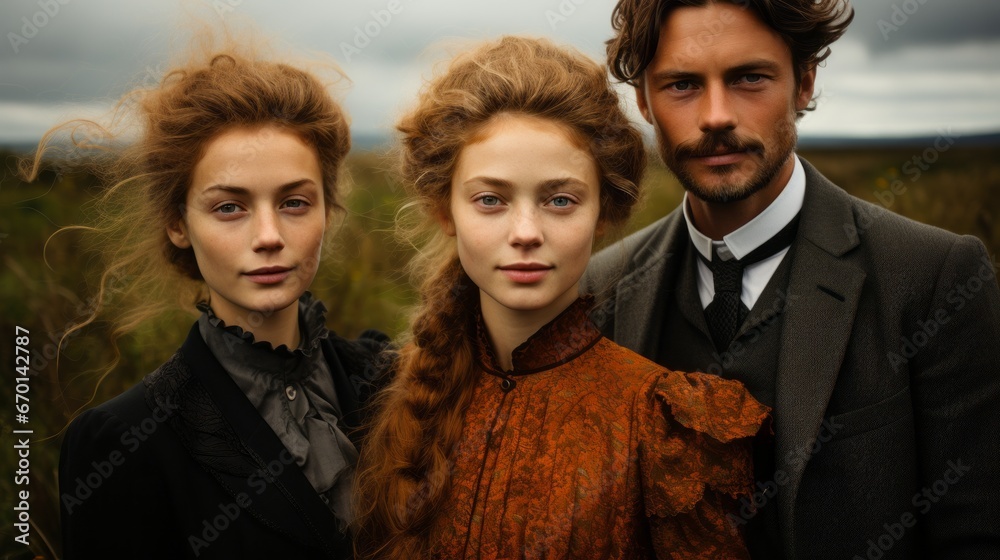 artistic dramatic family portrait in 19th century style Stock ...