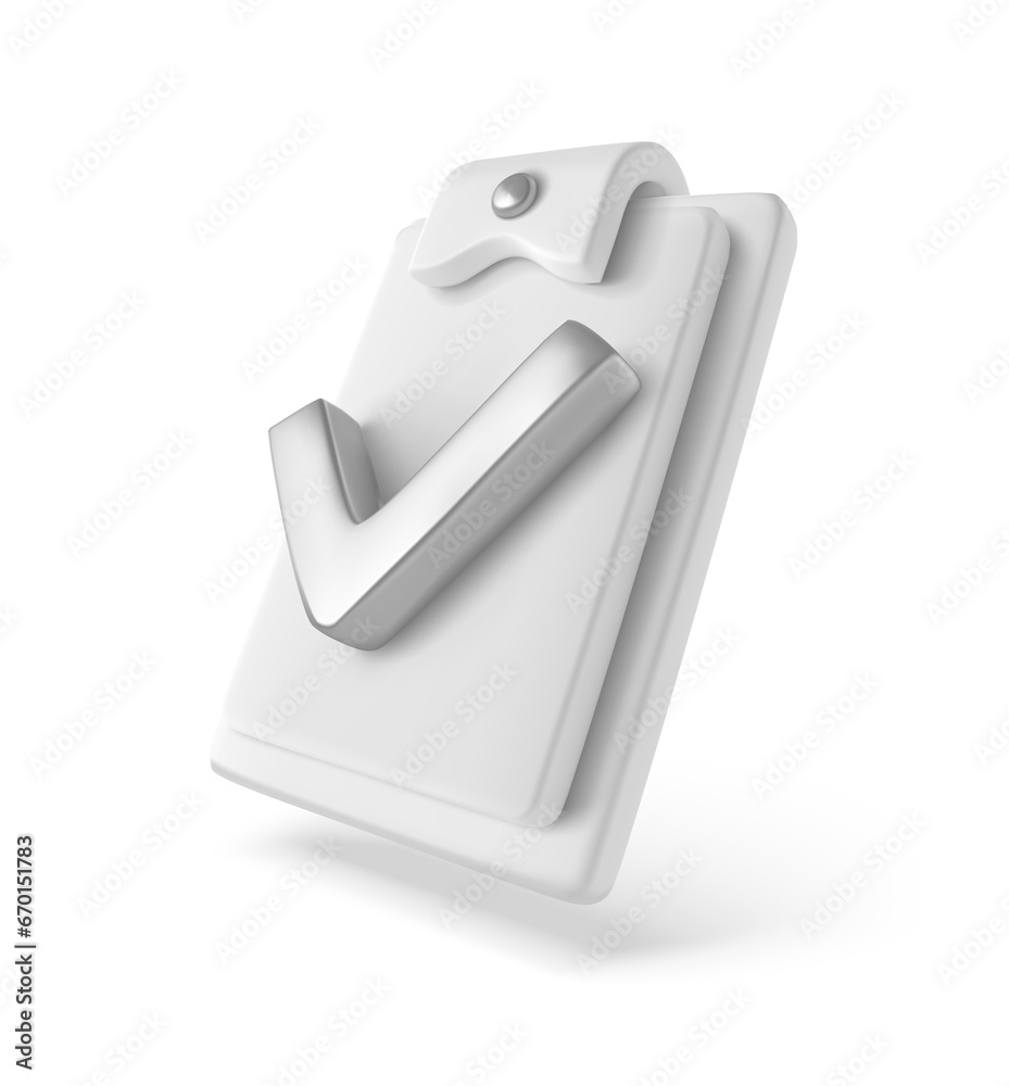 White Tablet silver metallic checklist done icon. Document application ...