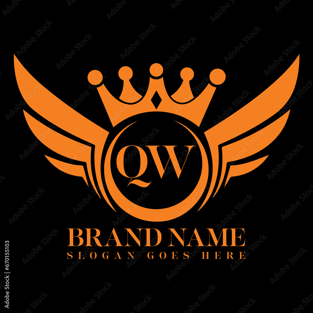 QW Letter Initial with Royal Luxury Logo and Wings Symbol. Wings design ...