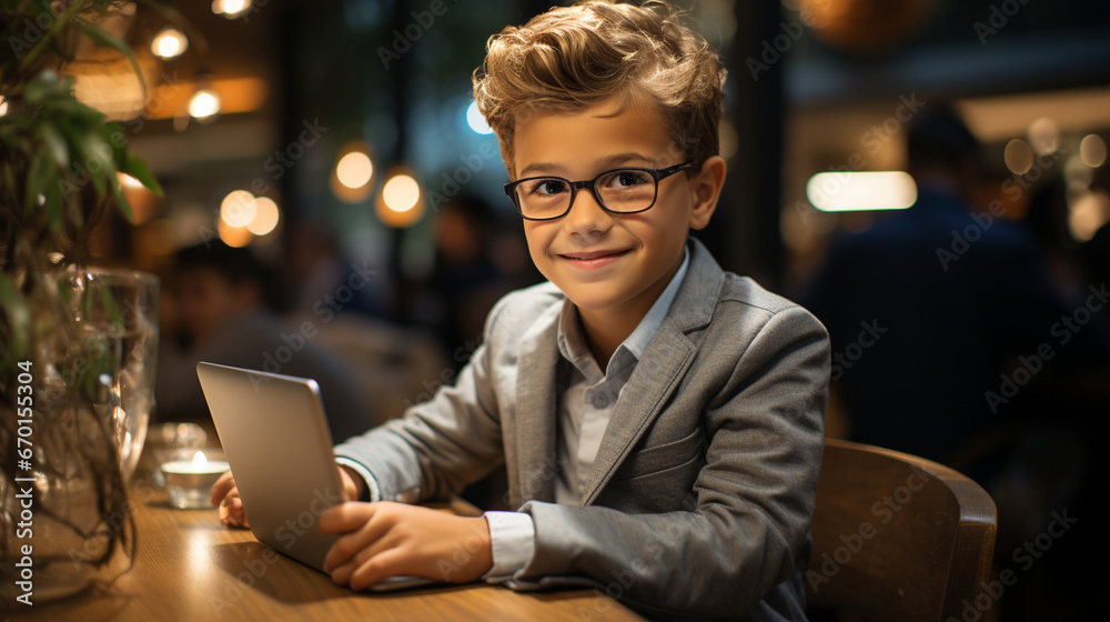 A young digital native comfortably multitasking on multiple digital ...