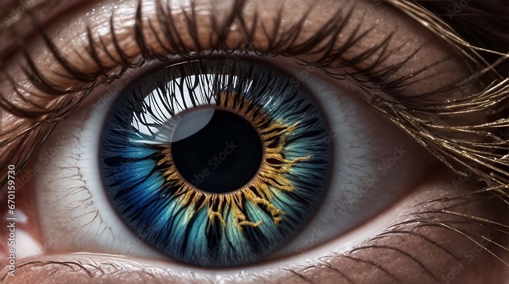 A strikingly detailed close-up of a human eye, the focal point of this ...