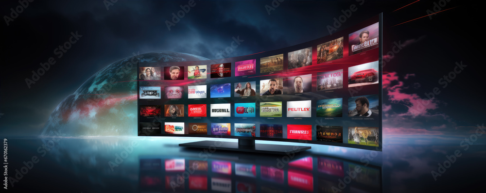 Tv channels. Media concept multiple television screens or monitors ...