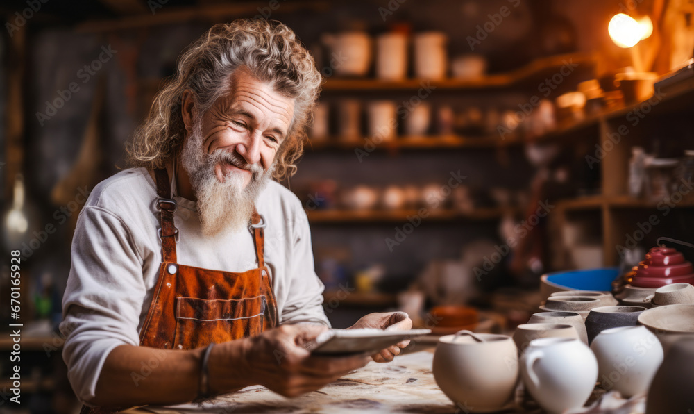 portrait of Craft Artist, who Create or reproduce hand-made objects for ...