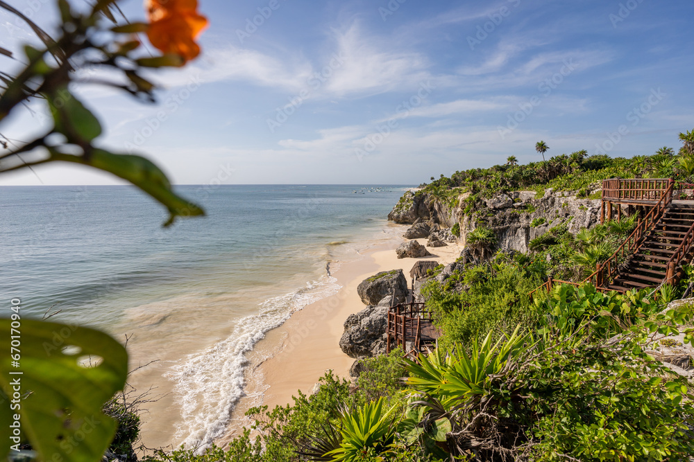 Beautiful beaches of Tulum In the archaeological zone of the Mayan ...