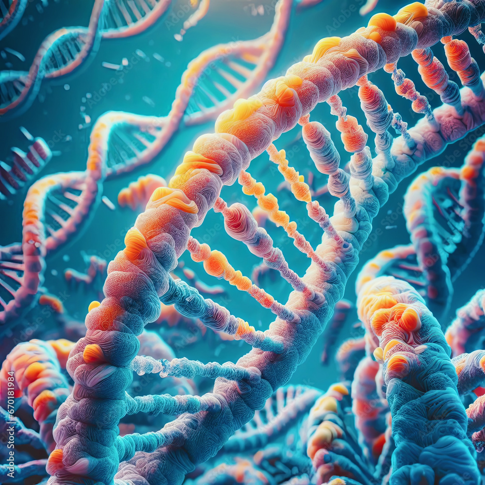 Interpretation Of A Human Dna Strandillustration Of Dna Double Helix Seen Under A Electron