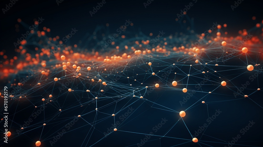 Futuristic Network Of Interconnected Ai Nodes And Data Streams Stock