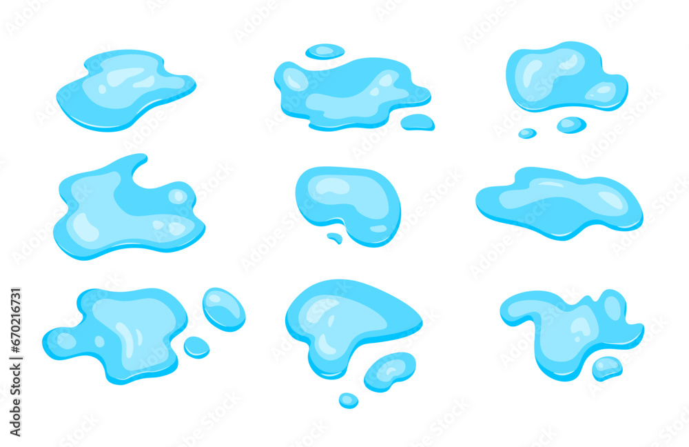 A puddle of spilled water. Shape of spilled liquid. splash and splash ...