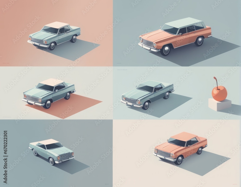 set of different classic vintage retro cars set of different classic ...
