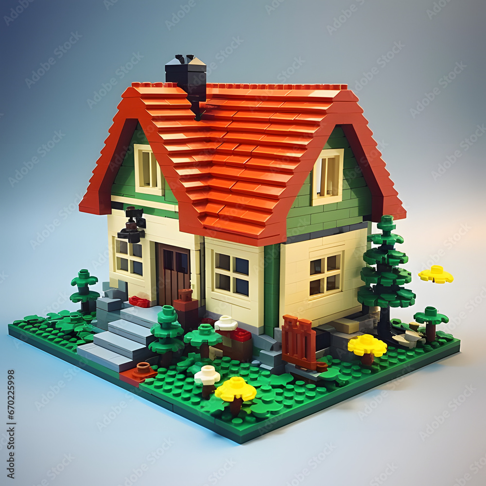 Charming Lego House Design with Red Roof, Green Upper Floor and Cream ...