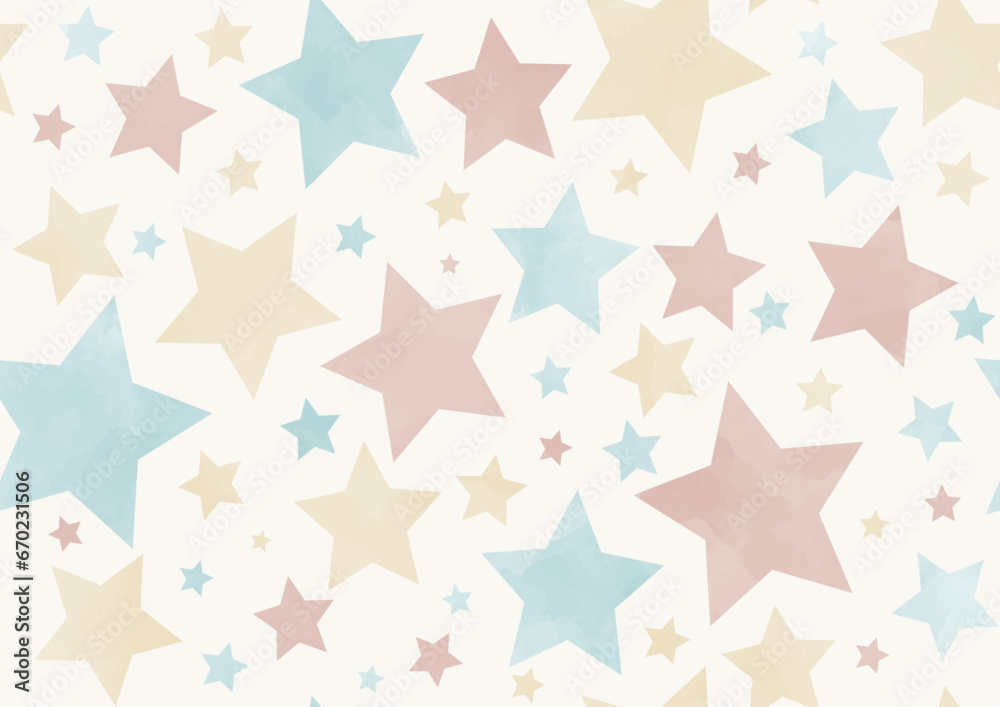 Seamless pastel watercolor vector old pattern with multicolor stars ...